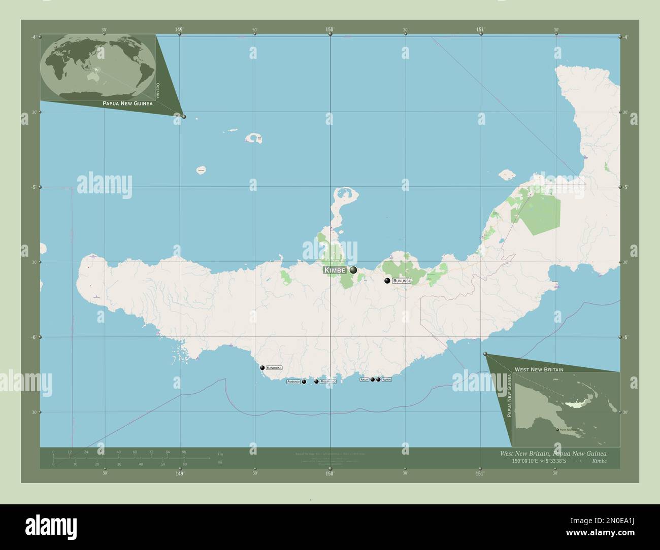 West New Britain, province of Papua New Guinea. Open Street Map ...