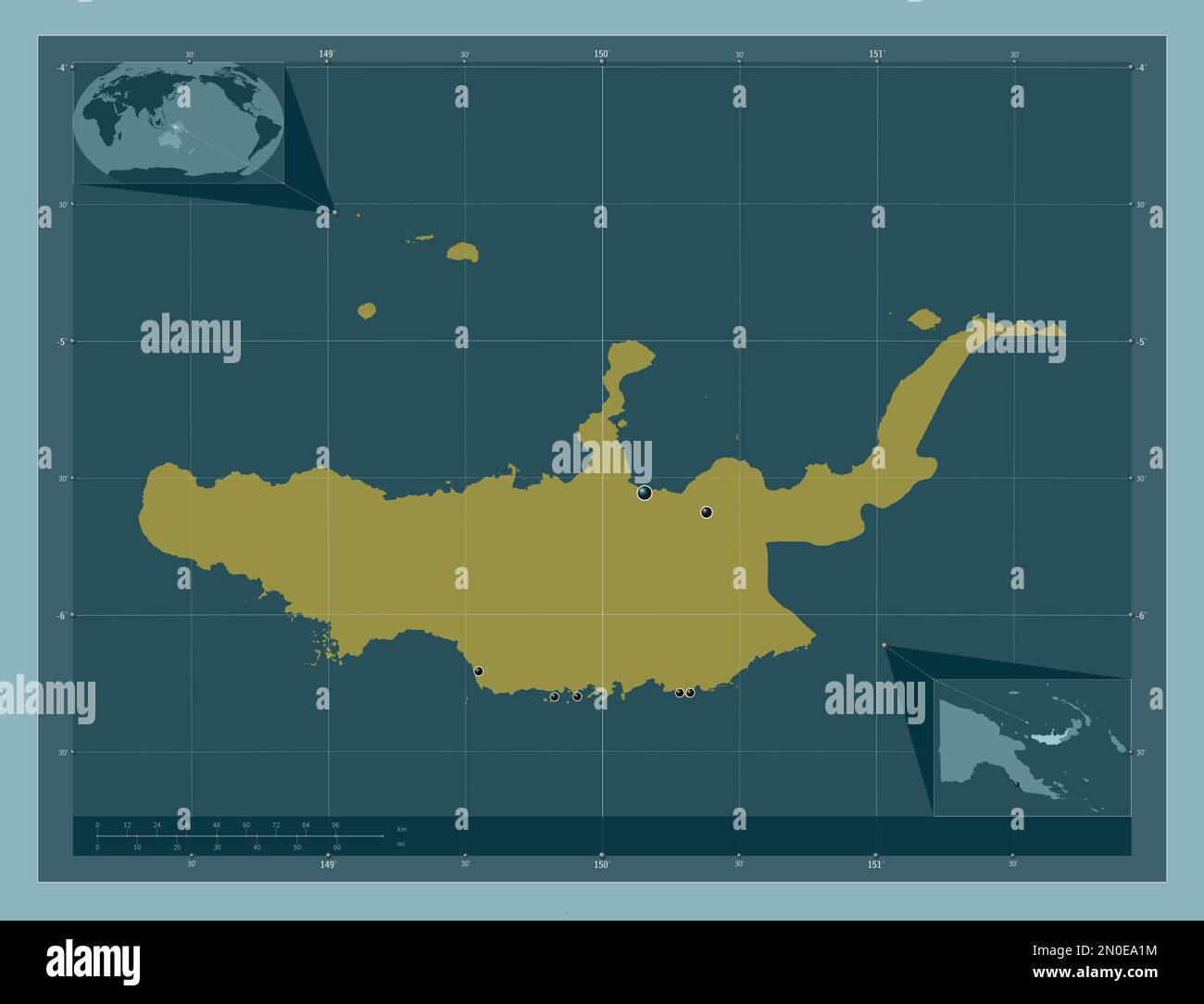 West New Britain, province of Papua New Guinea. Solid color shape ...