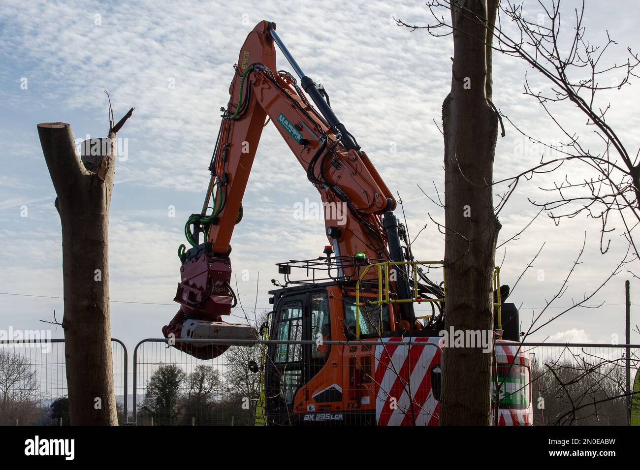 Hartwell, Aylesbury, UK. 5th February, 2023. HS2 tree felling today ...