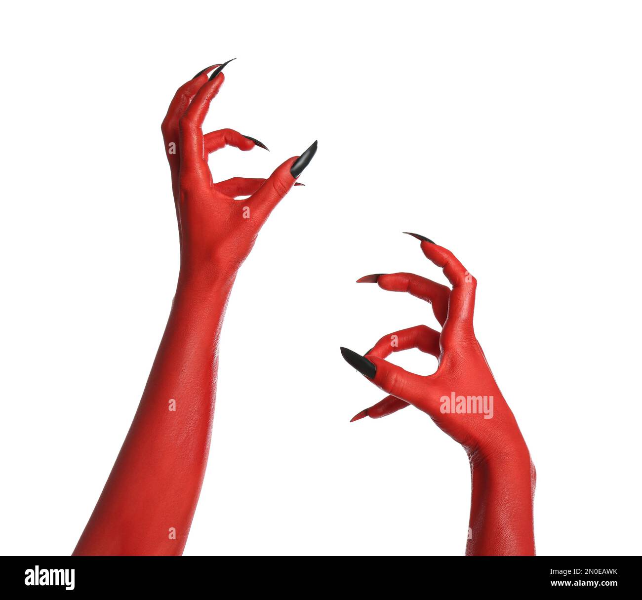 Scary monster on white background, closeup of hands. Halloween ...