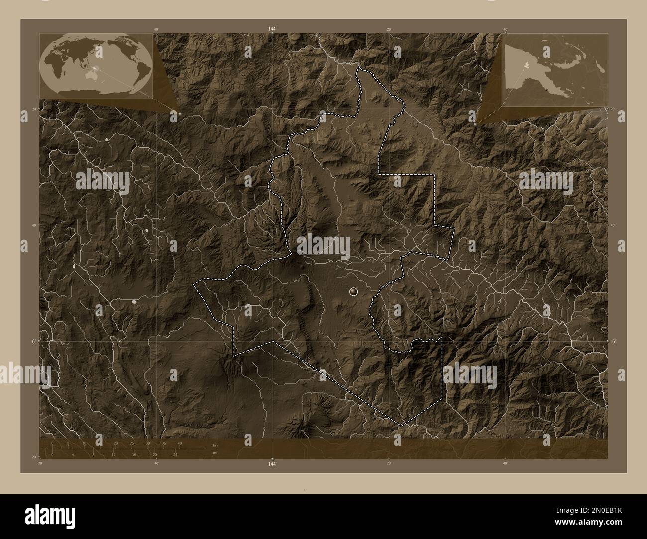 Western Highlands, province of Papua New Guinea. Elevation map colored ...
