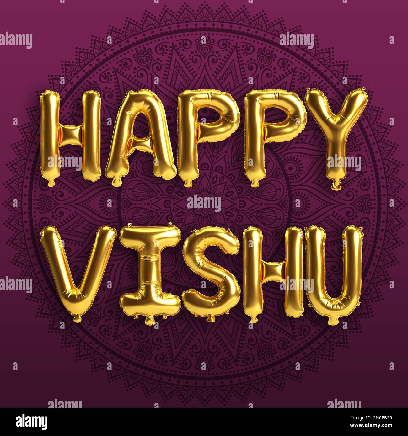 3d illustration of letter balloons about happy vishu isolated on ...