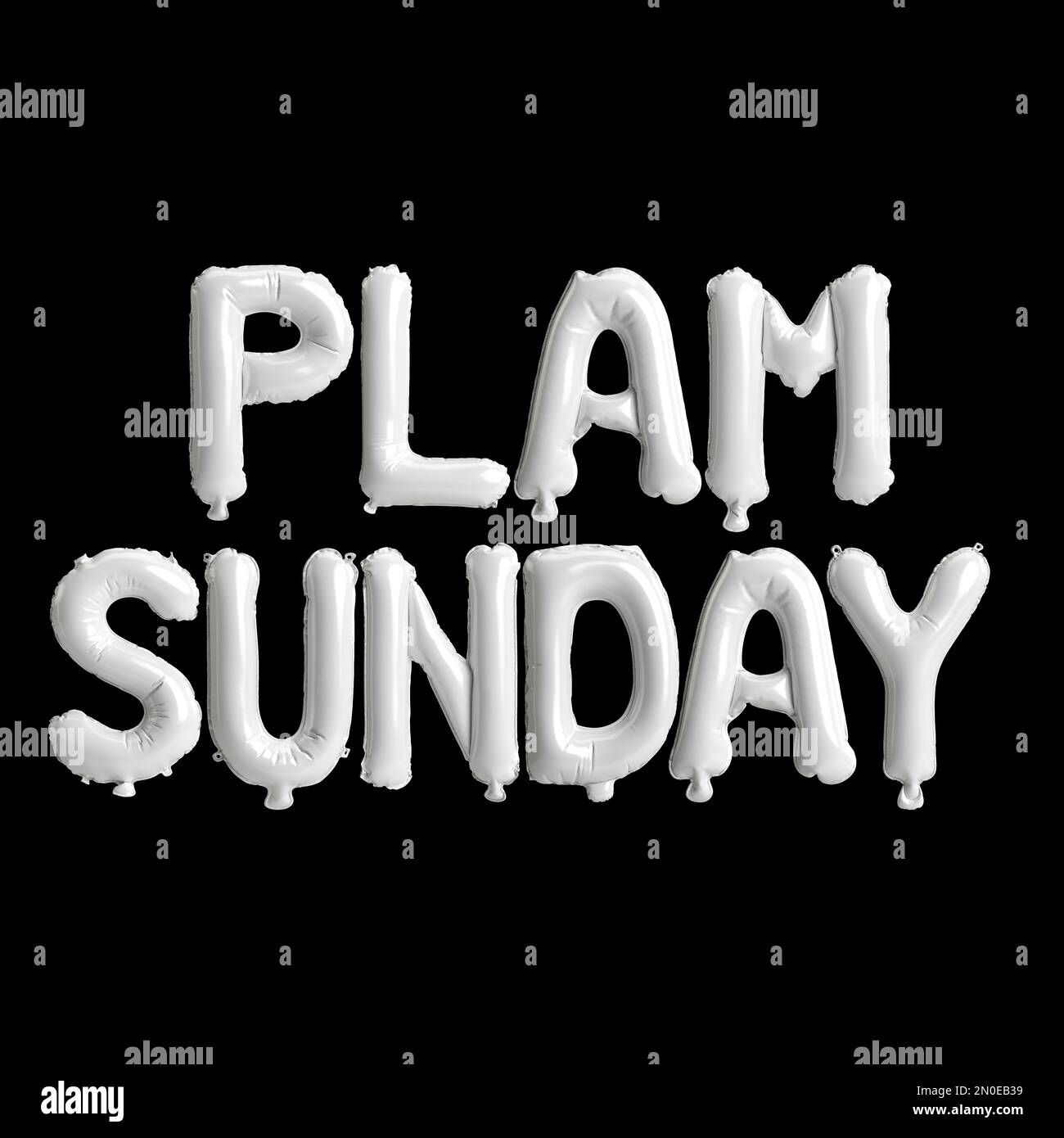 3d illustration of letter balloons about plam sunday isolated on ...