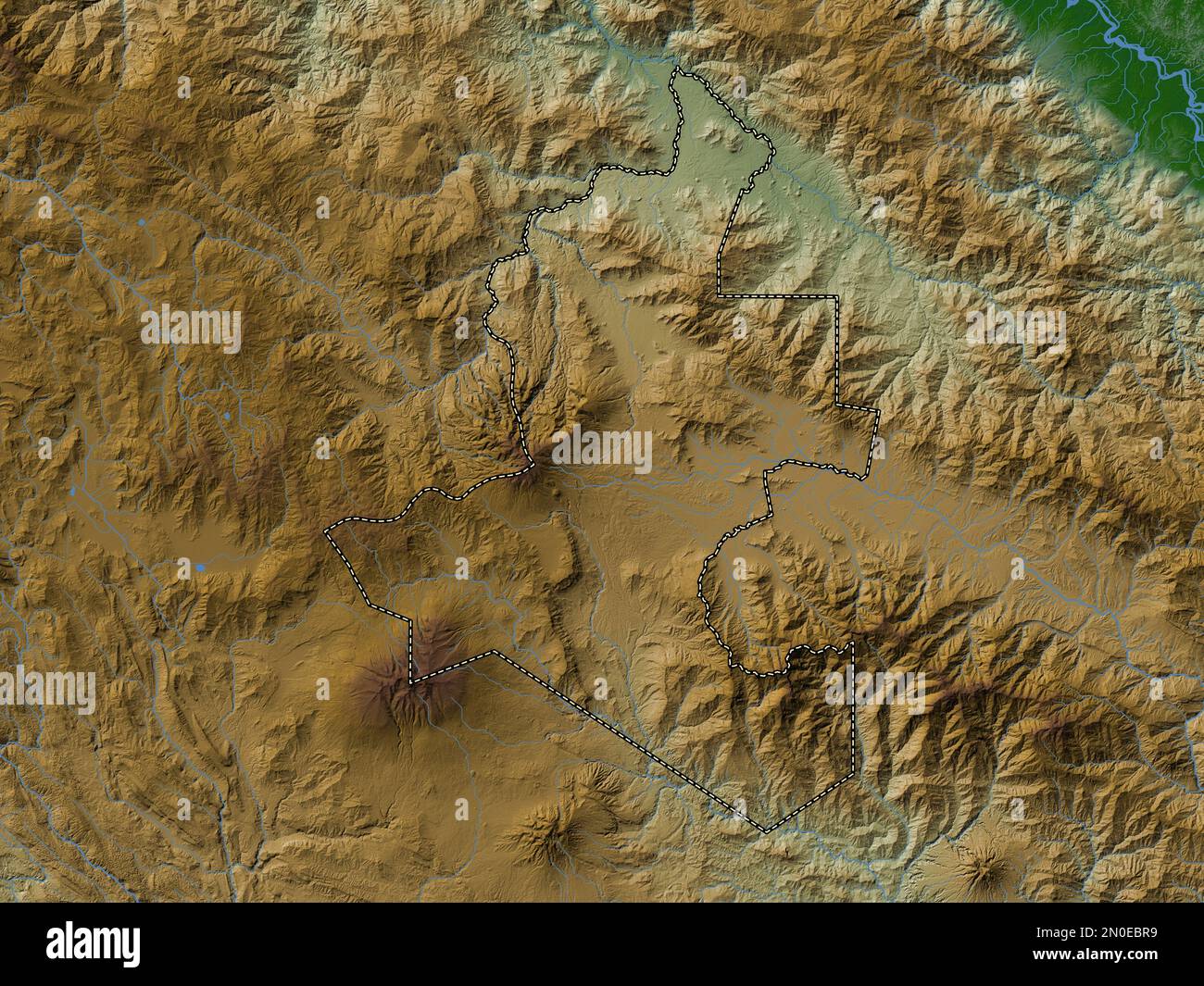 Western Highlands, province of Papua New Guinea. Colored elevation map ...