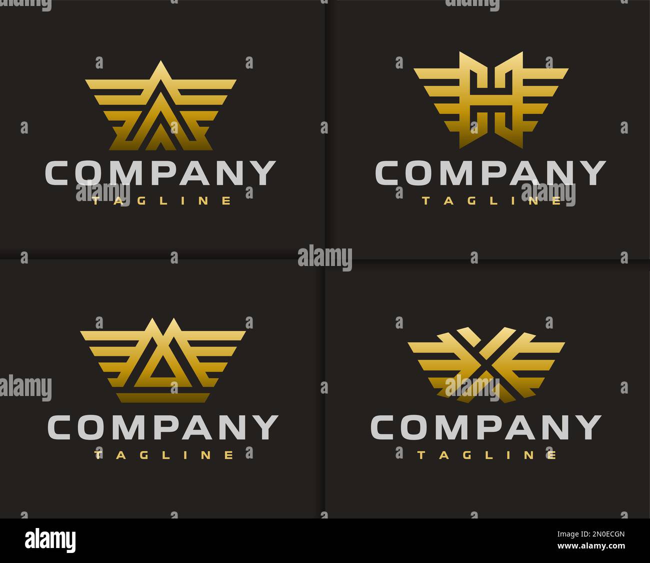 Wing letter logo design template collection. A H M X line wing logo ...