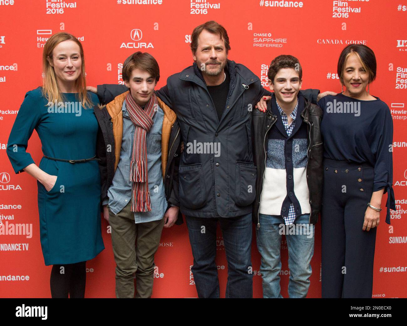 From left, actors Jennifer Ehle, Theo Taplitz, Greg Kinnear, Michael ...