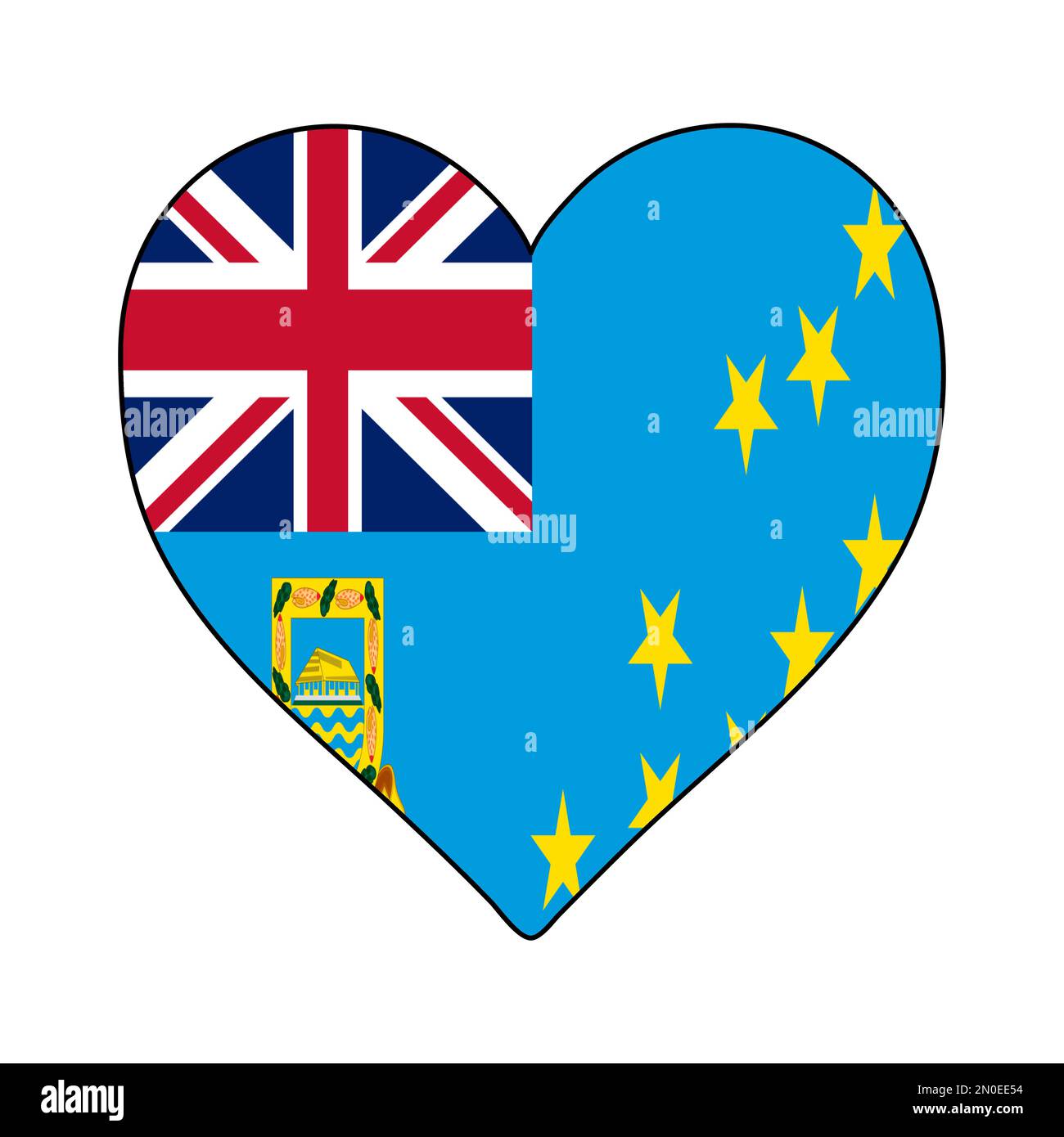 Tuvalu Heart Shape Flag. Love Tuvalu. Visit Tuvalu. Vector Illustration ...