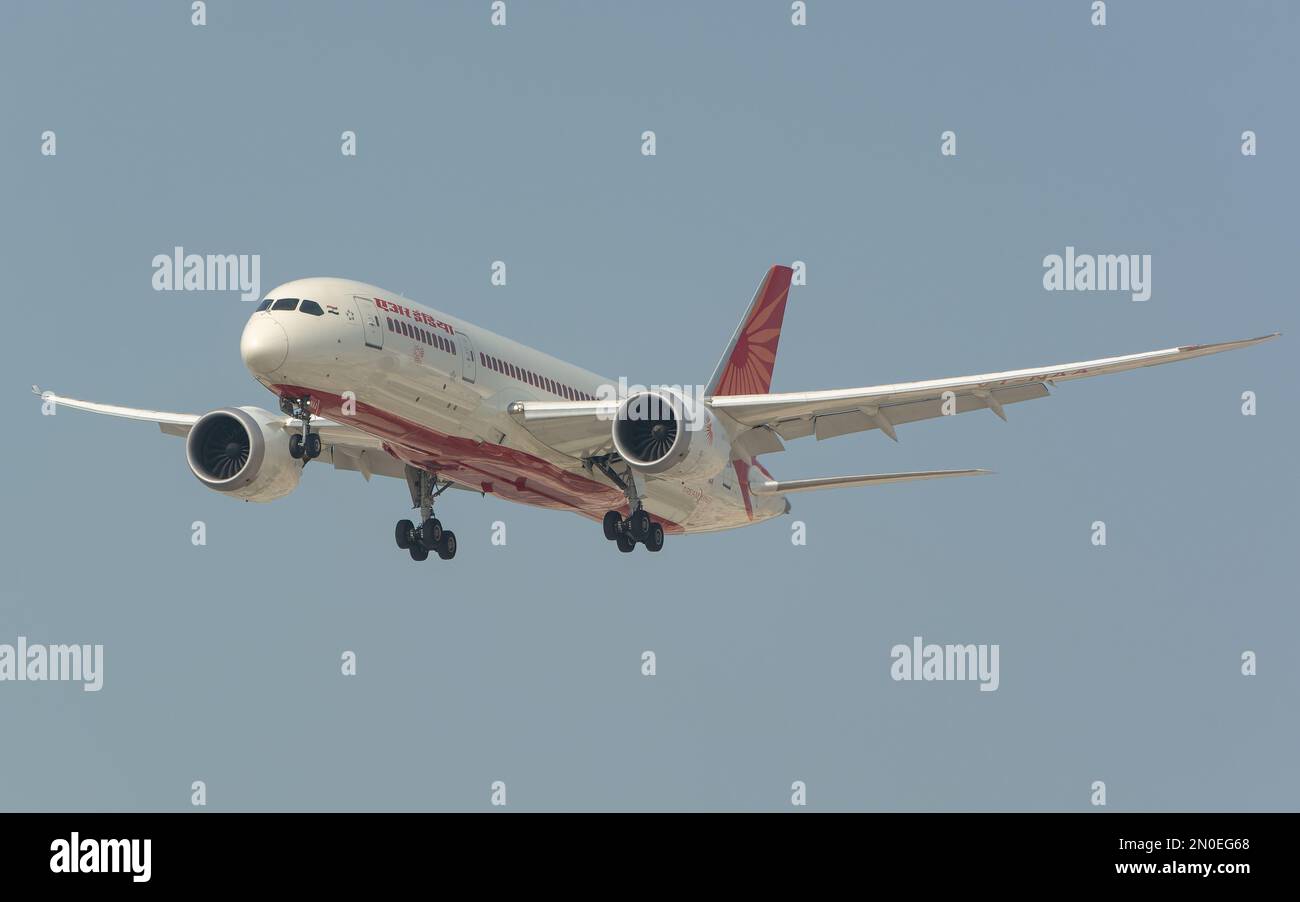 The Air India's 787 Boeing Dreamliner in flight Stock Photo - Alamy