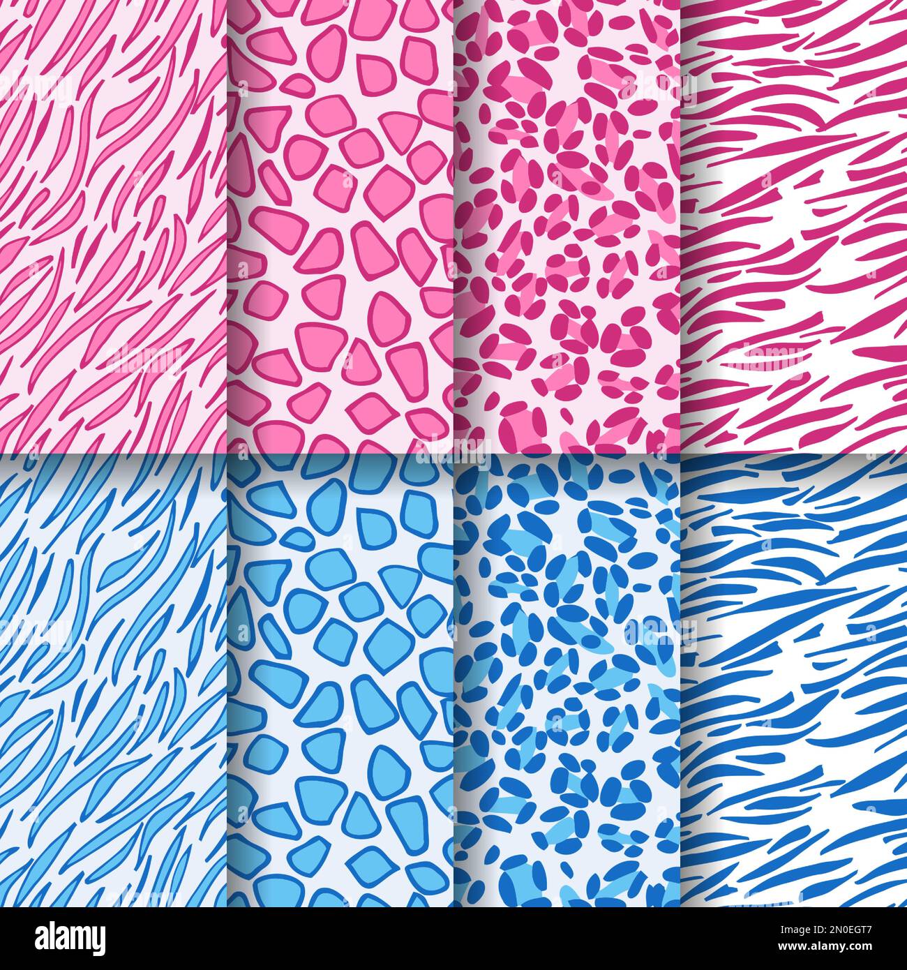 Pink and blue tiger, zebra, giraffe and leopard print skin Stock Vector ...