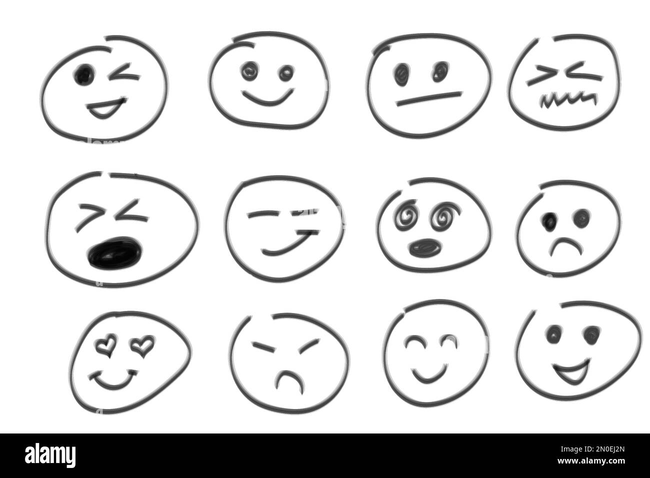 Emoticon doodles set. Vector hand drawn. Vector illustration Stock ...