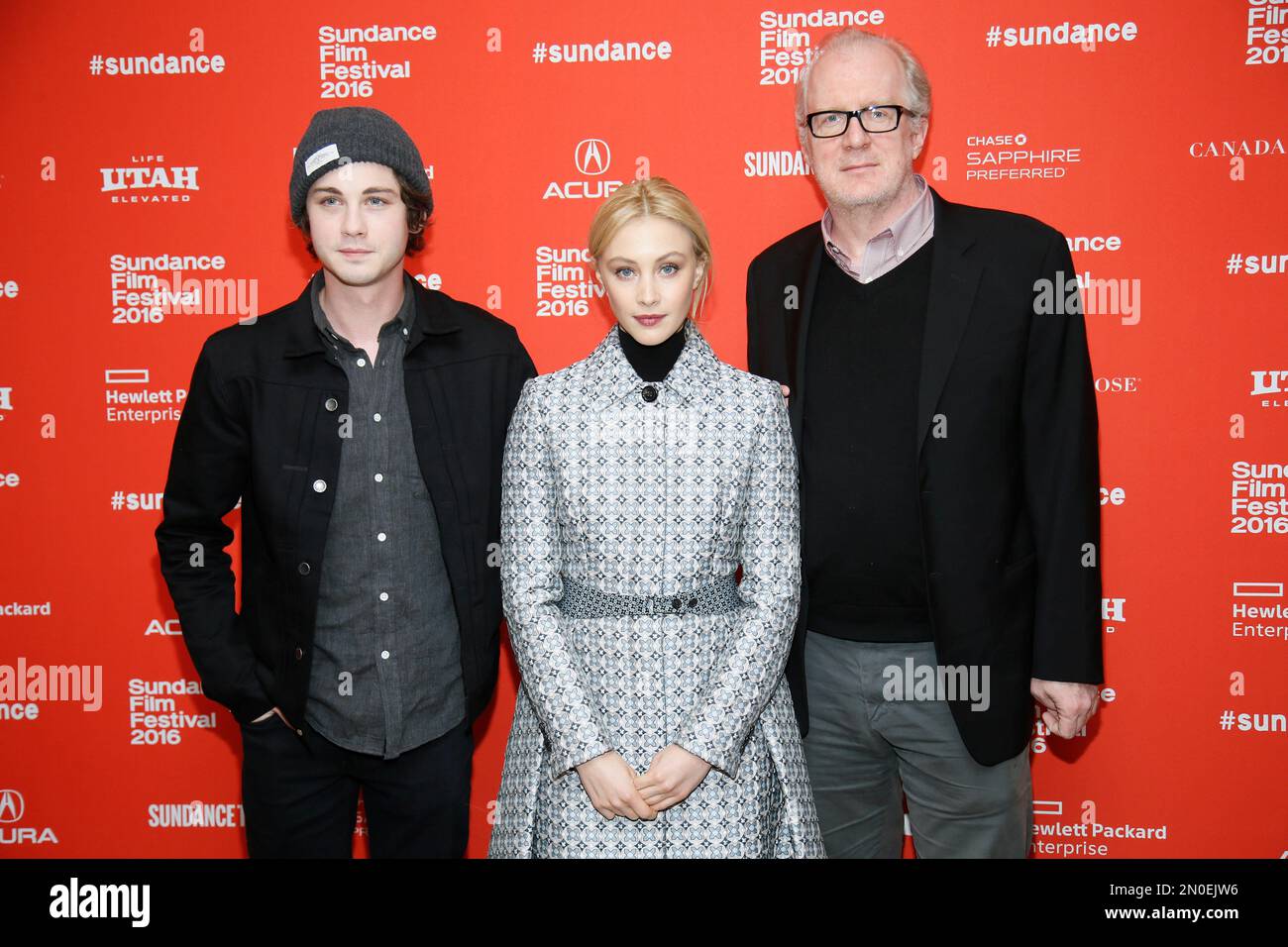 Actor Logan Lerman, left, actress Sarah Gadon, center, and actor Tracy ...