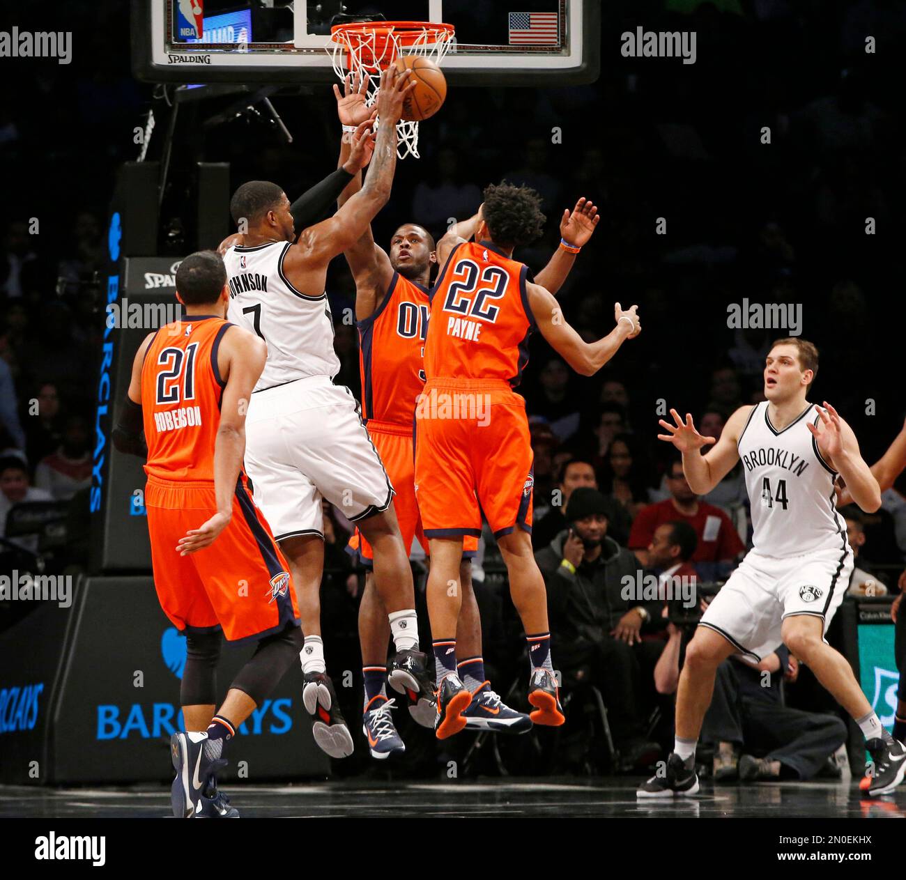 Oklahoma City Thunder guard Dion Waiters (3) defends as Brooklyn Nets ...