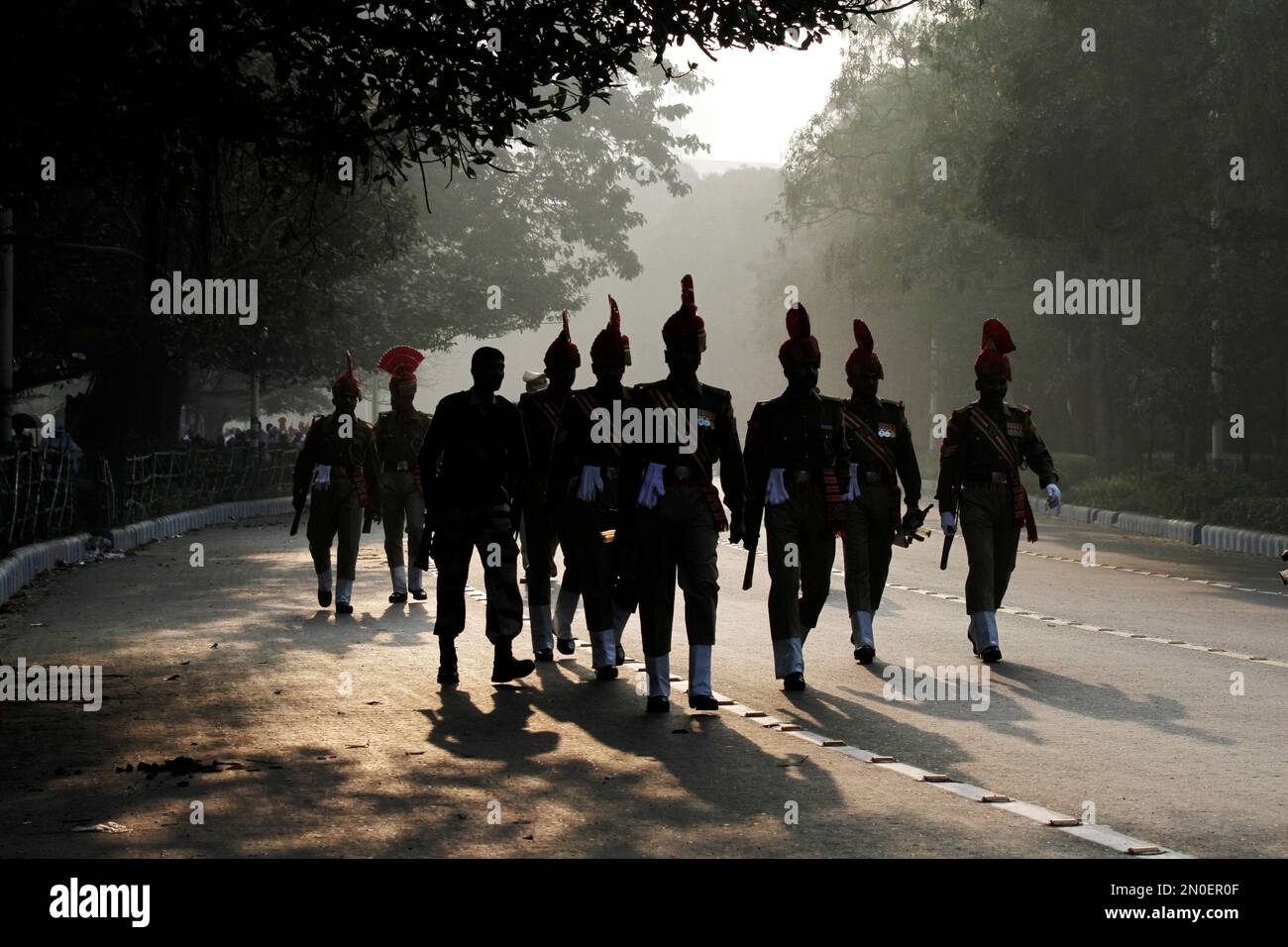 Indian Border Security Force soldiers in ceremonial dress walk to join ...