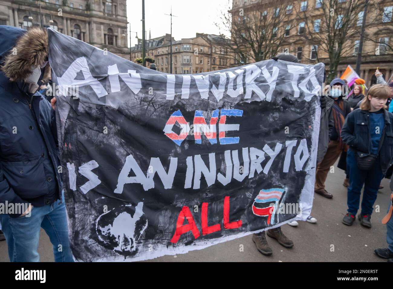 Glasgow, Scotland, UK. 5th February, 2023. A counter protest group ...
