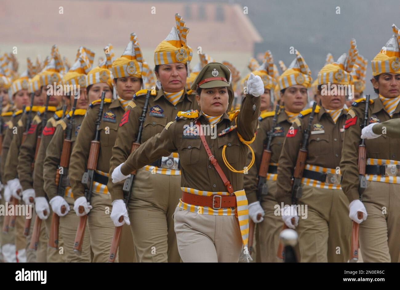 Indian police women march during a rehearsal for the Republic Day ...
