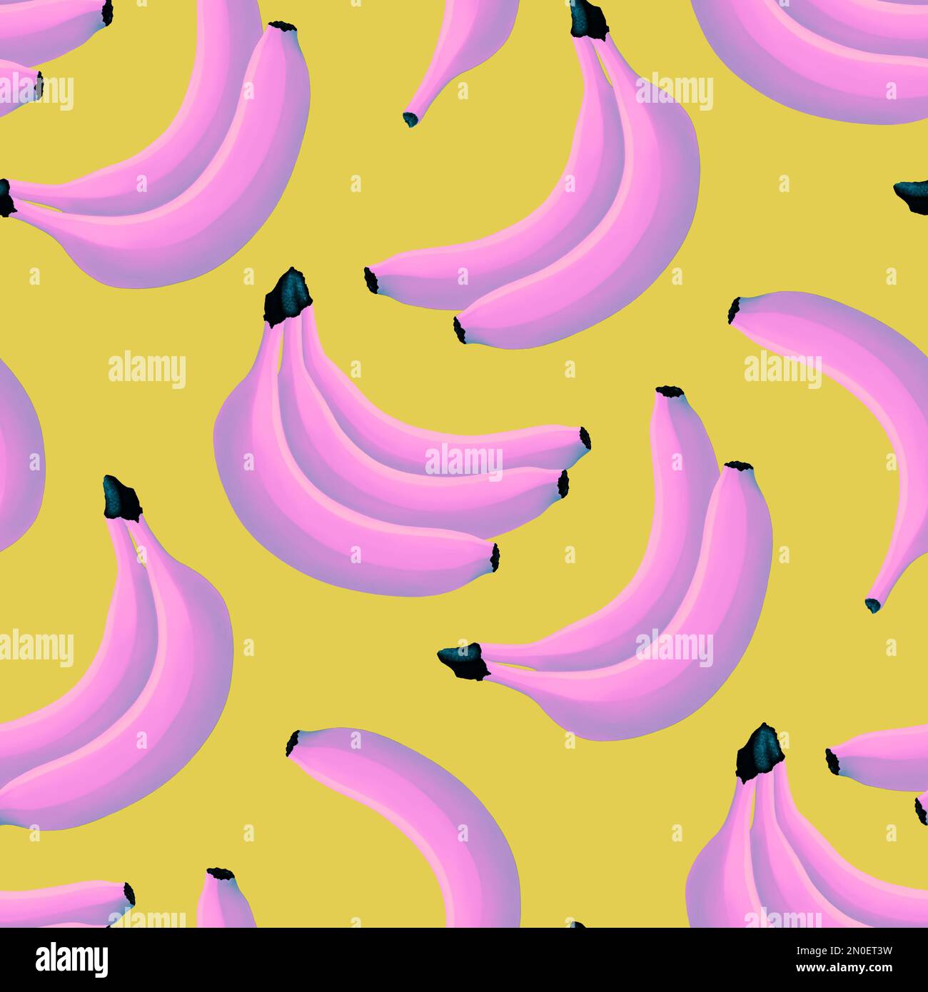 Banana seamless pattern. Colorful vivid print with hand drawn tropic ...