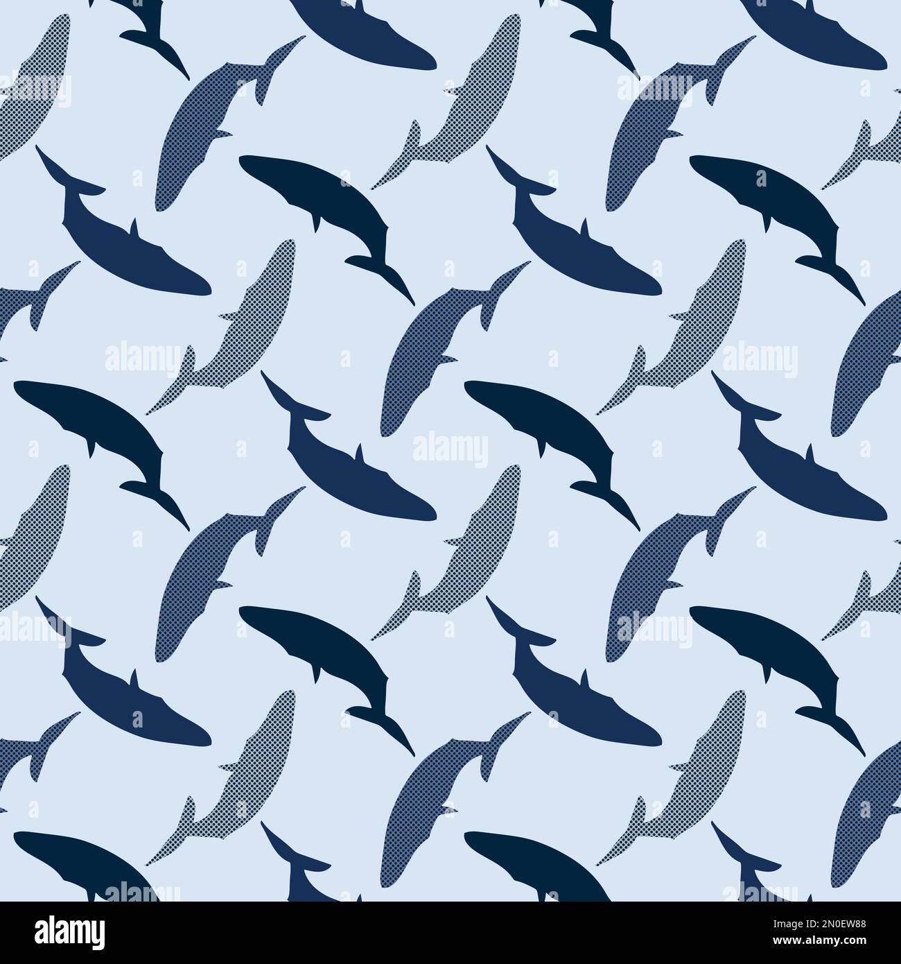 Blue whale vector seamless pattern. Nursery and baby decor adorable ...