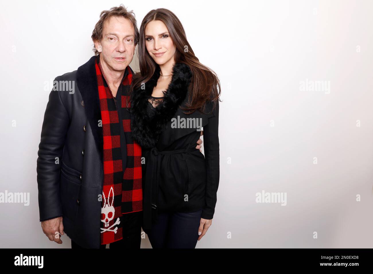 Producer John Branca and model Jenna Hurt pose for a portrait to ...
