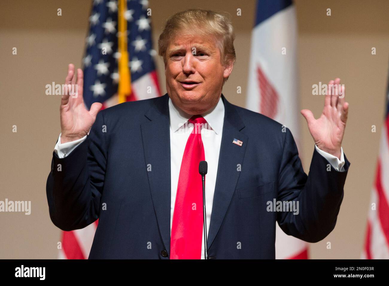 Republican presidential candidate Donald Trump speaks during a campaign ...