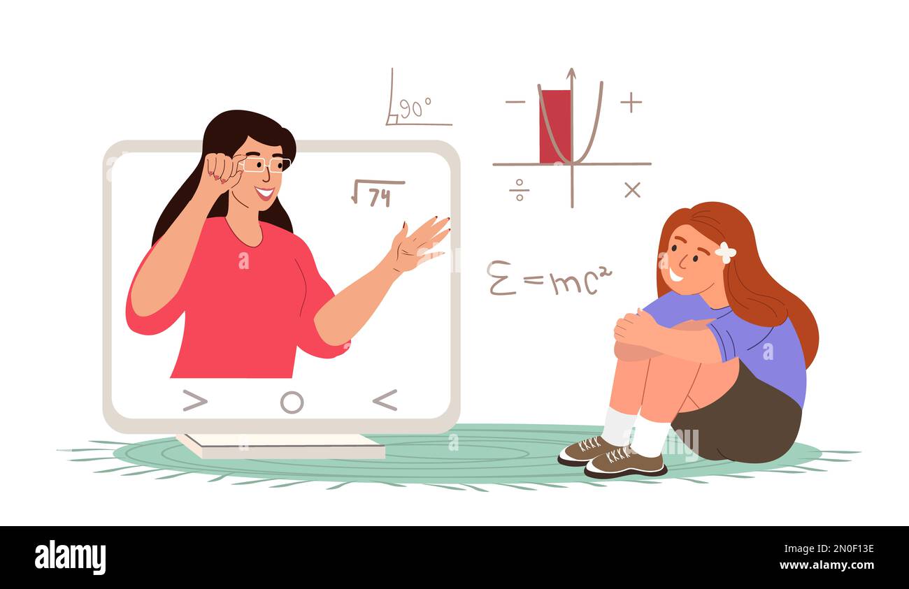 Exited pupil of primary school in learning process sit with a laptop ...