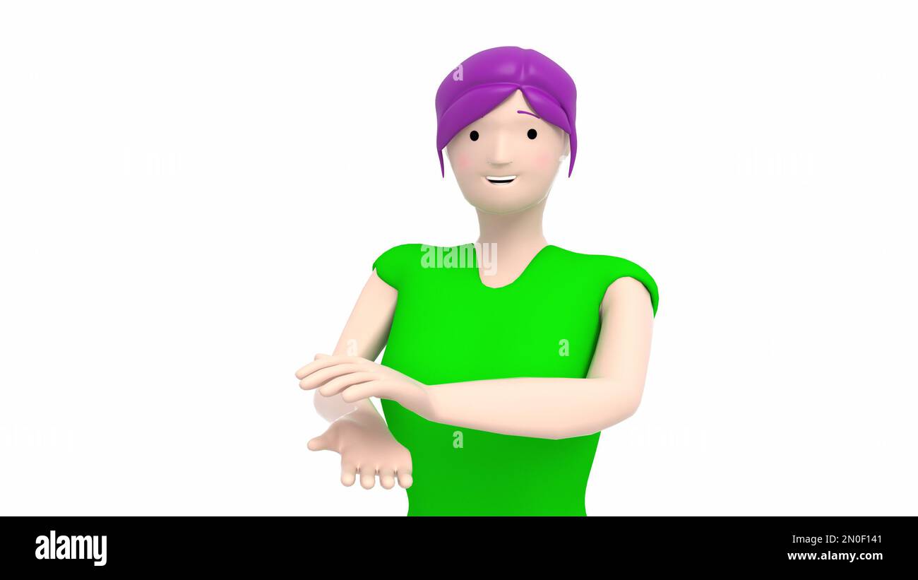 3D Character Girl clapping hands admiration approval gesture 3d render ...