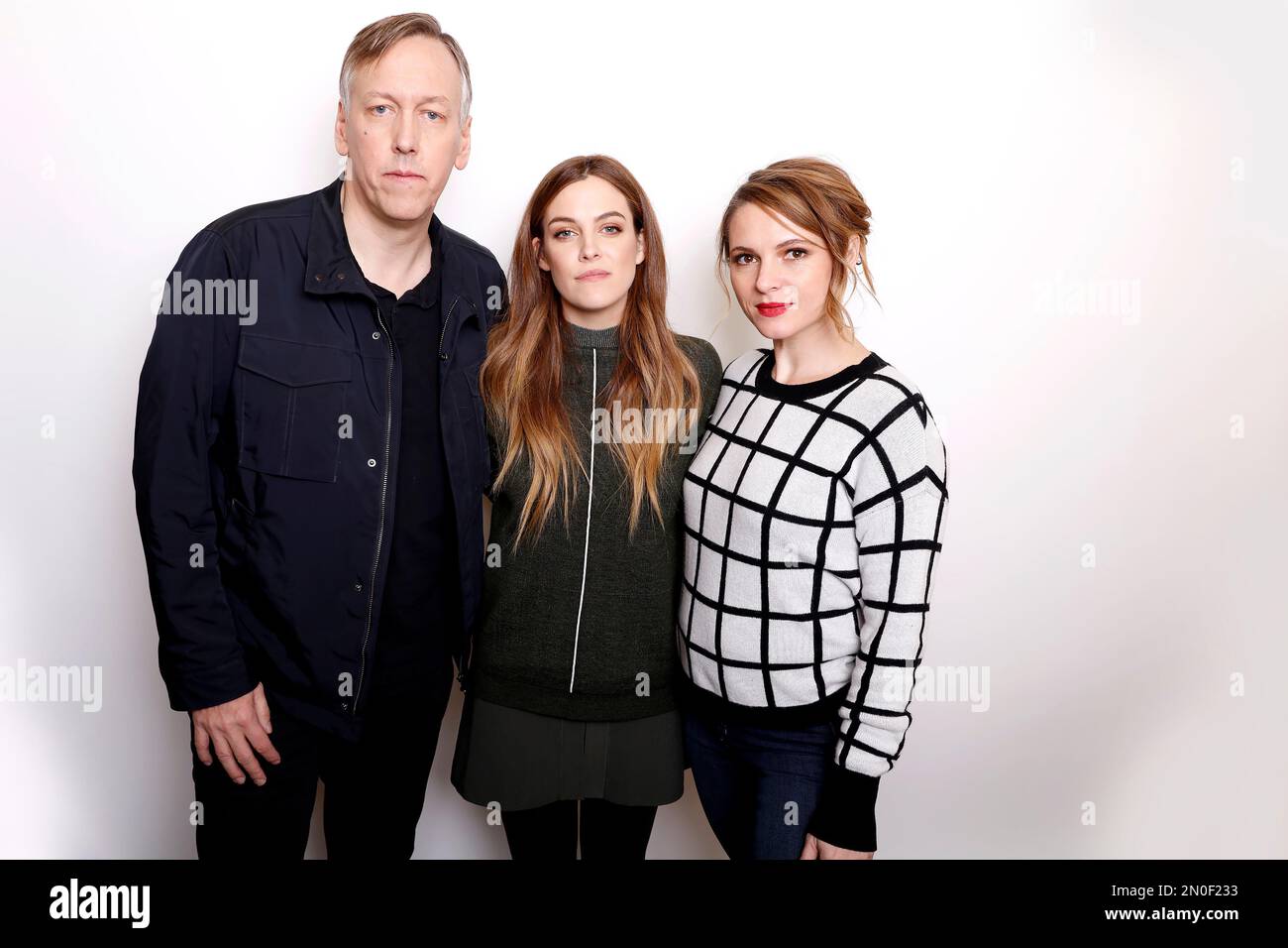 From left, screenwriter Lodge Kerrigan, and actresses Riley Keough and ...