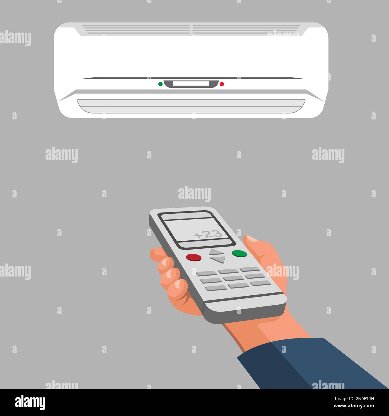Art Illustration. Air conditioning using the remote control Stock ...