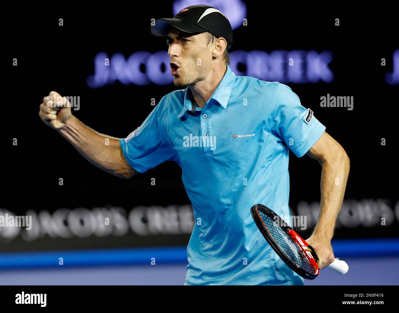 John Millman of Australia reacts during his third round match against ...
