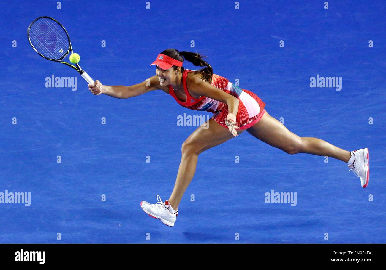 Ana Ivanovic of Serbia reaches for a forehand return to Madison Keys of ...