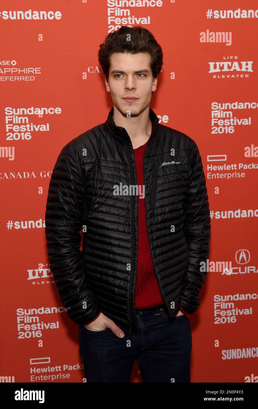 Gus Halper, a cast member in "Goat," poses at the premiere of the film ...