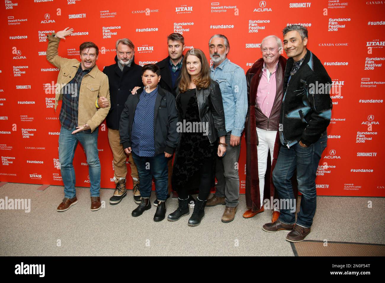 From left to right, actor Rhys Darby, Sam Neill, director Taika Waitit ...