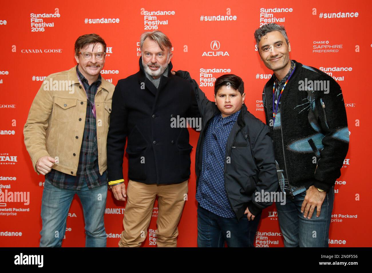 From left to right, actor Rhys Darby, Sam Neill, Julian Dennison and ...