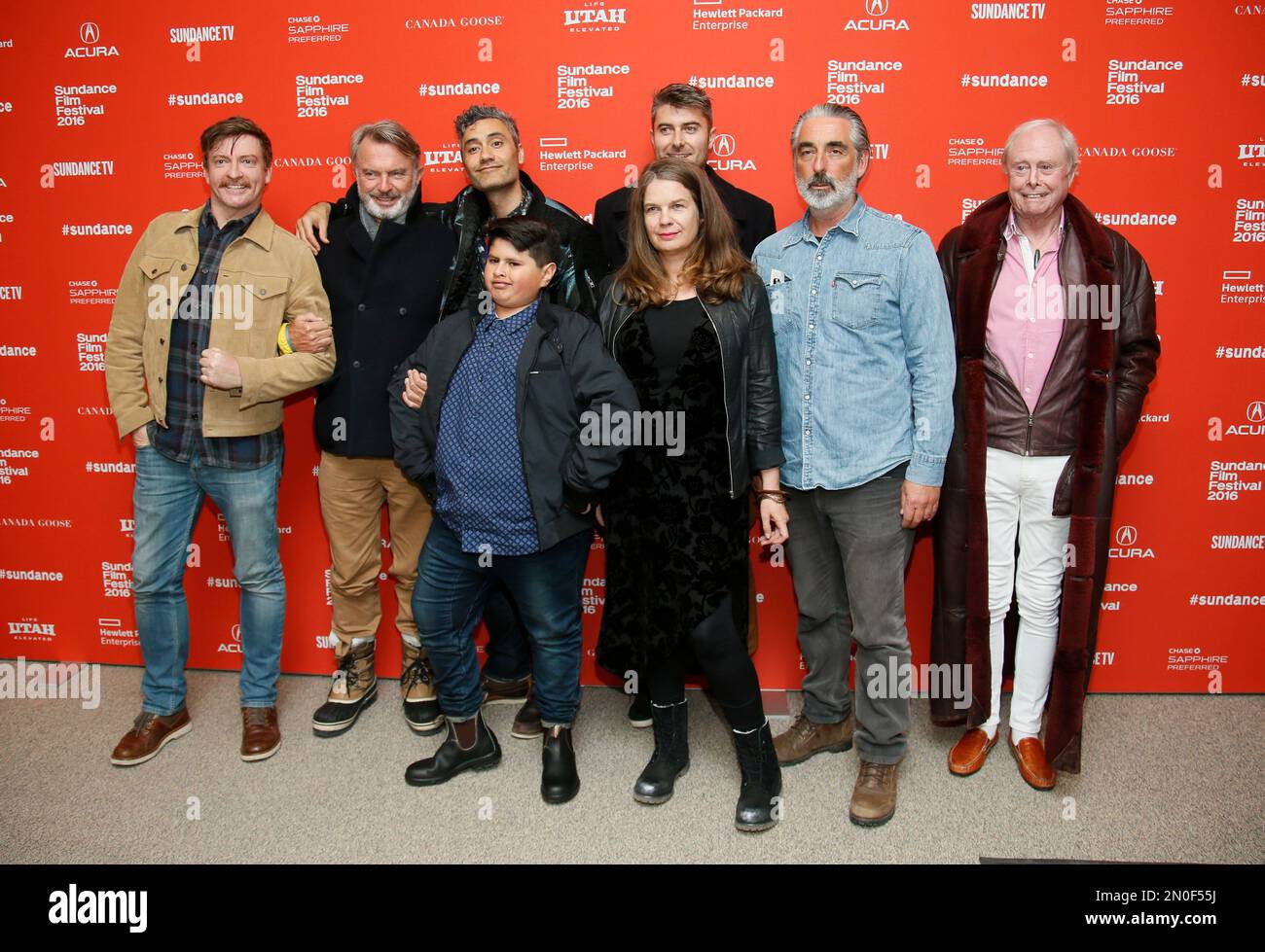 From left to right, actor Rhys Darby, Sam Neill, director Taika Waitit ...
