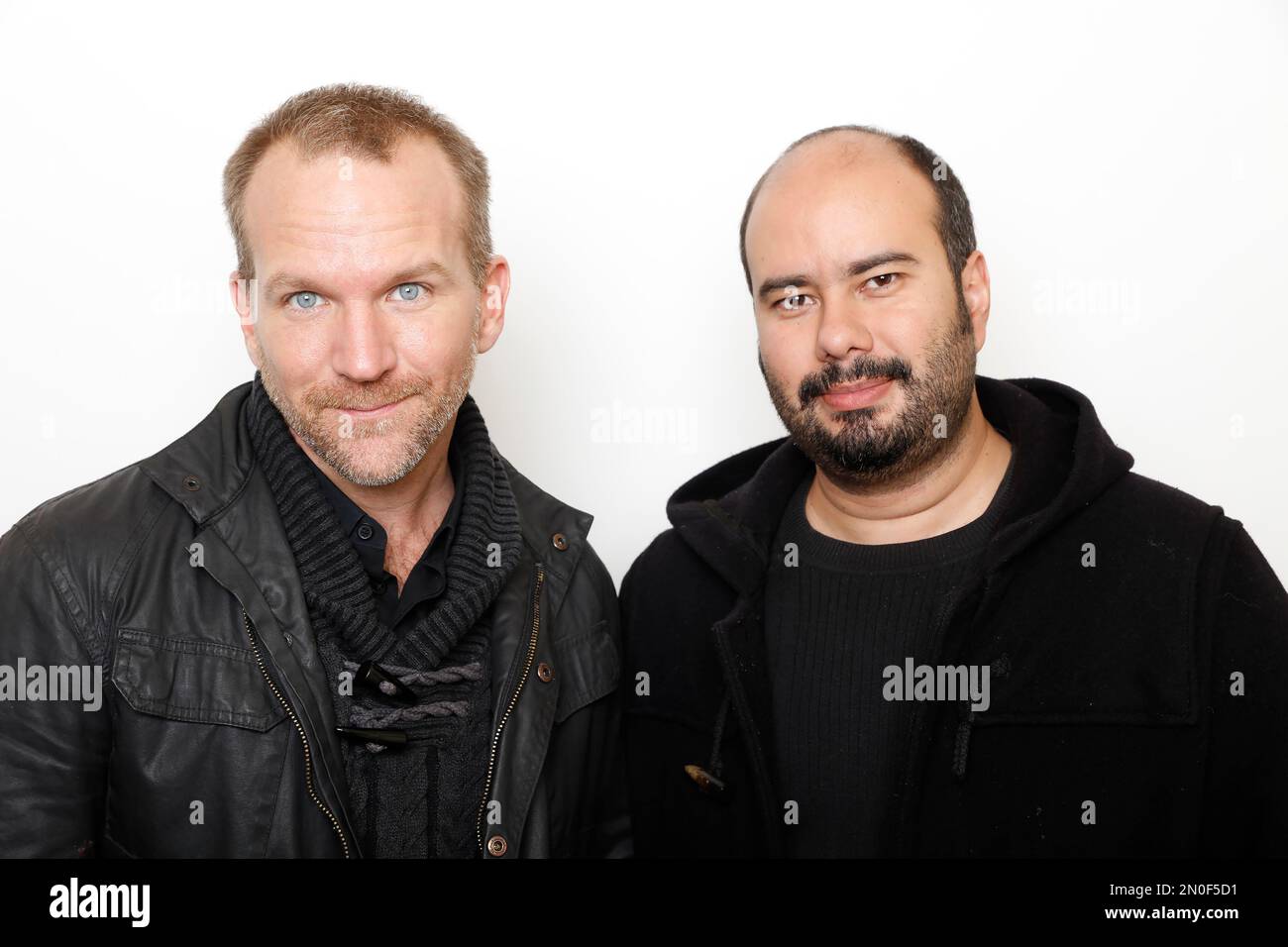 Actor Brionne Davis, left, and director Ciro Guerra pose for a portrait ...