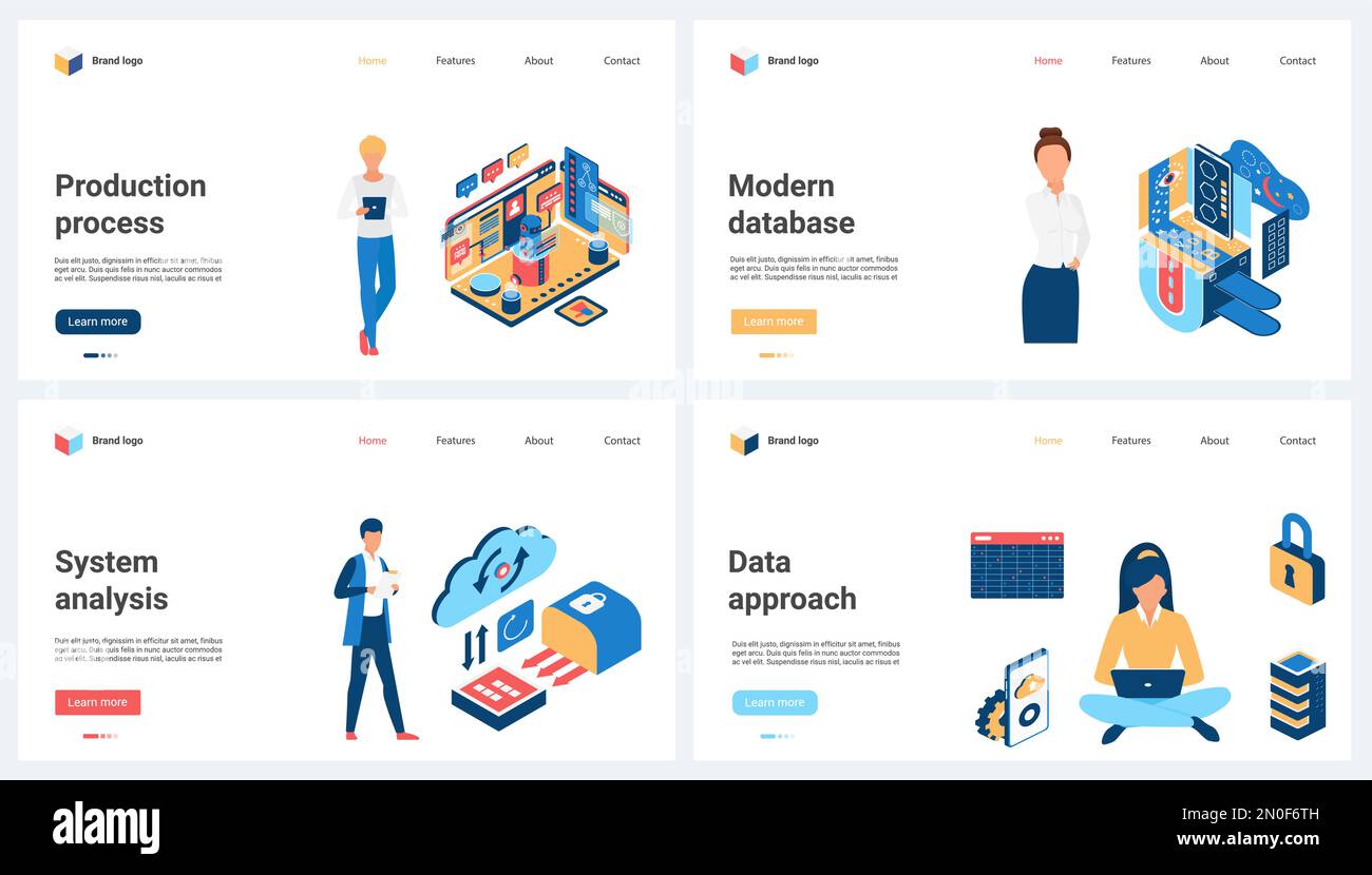 Data approach and analysis of modern database and cloud storage, digital production process set ...
