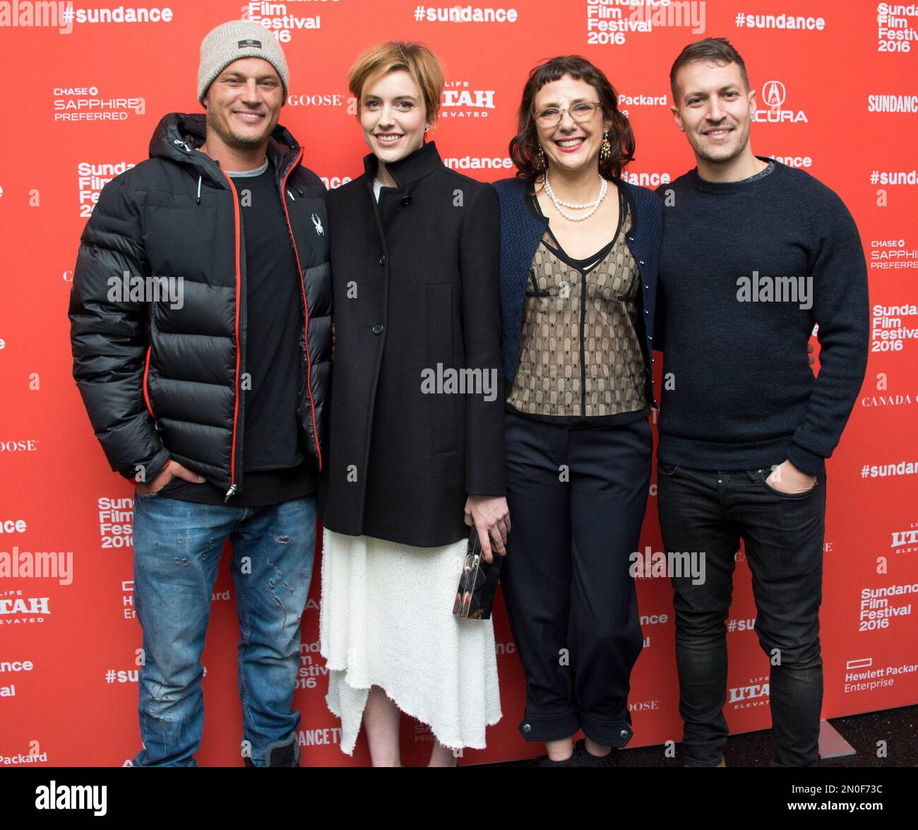 Fom left, actor Travis Fimmel, actress Greta Gerwig, director Rebecca ...