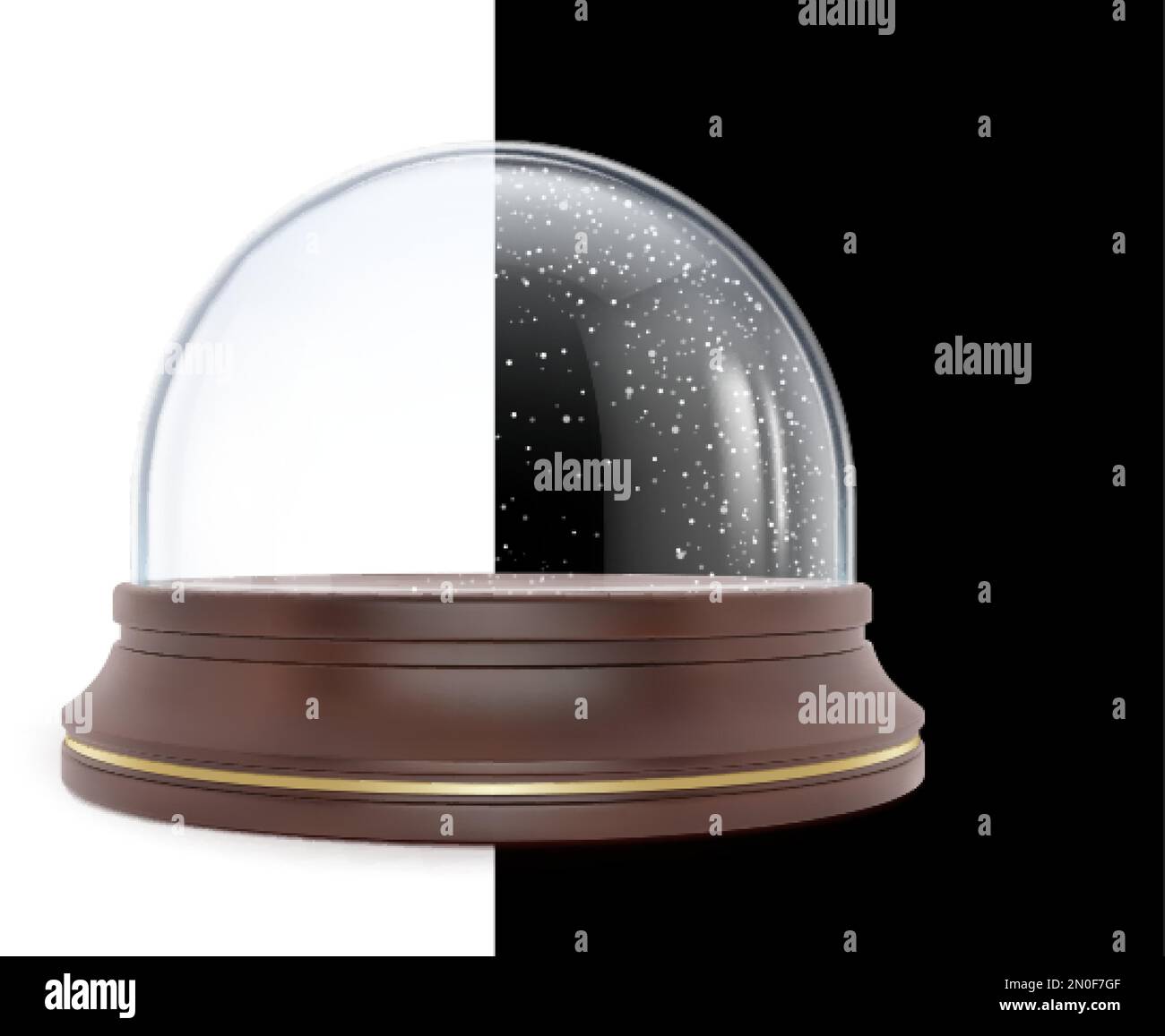 Isolated realistic transparent glass sphere on wood stand. Decorative ...