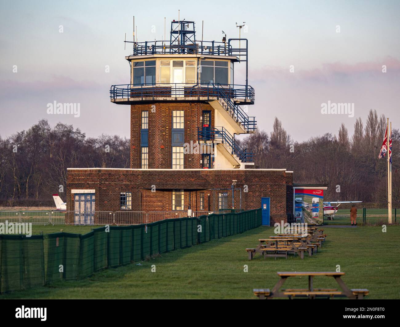Air traffic control tower at Manchester city airport formally Barton ...