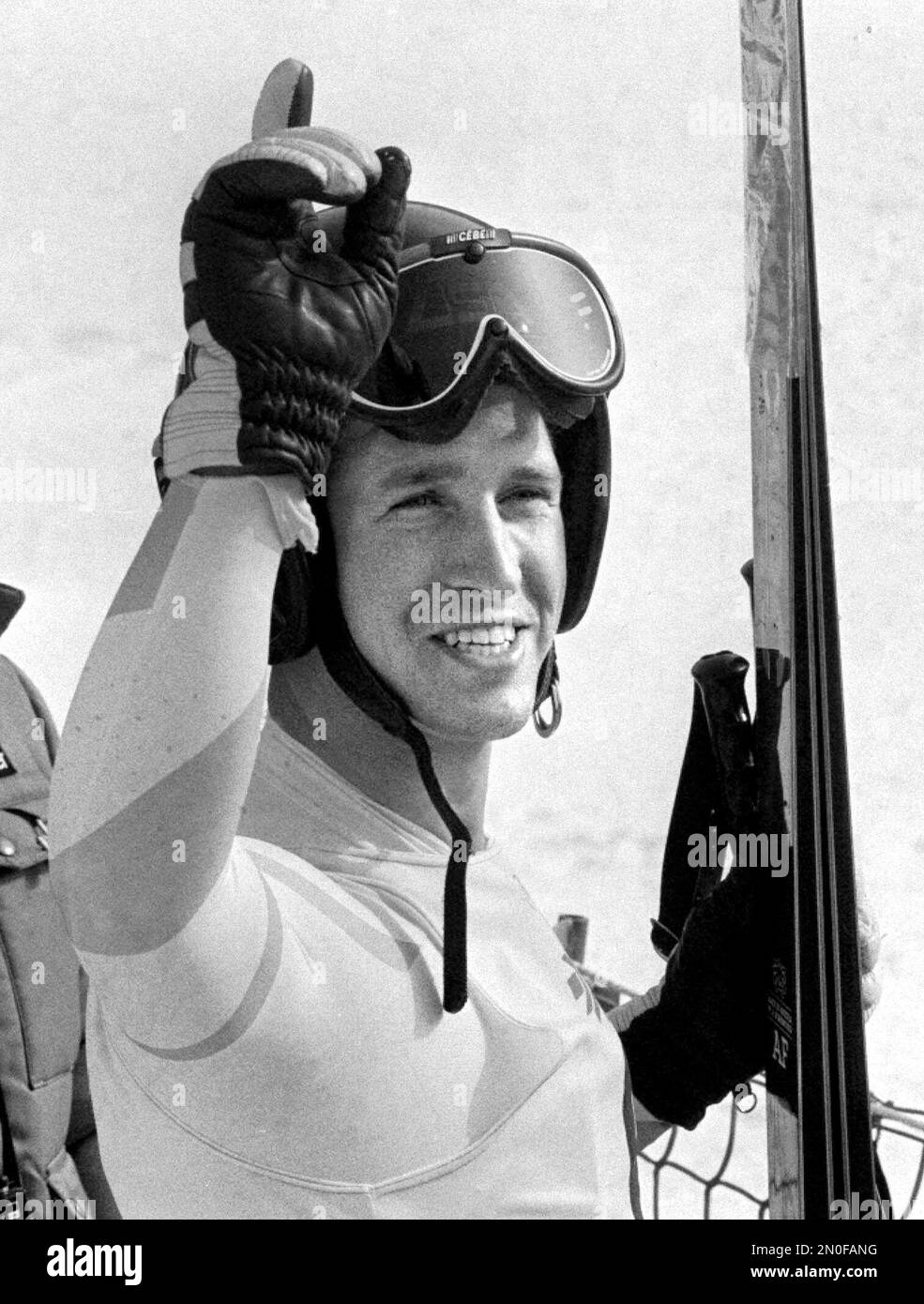 FILE - In this Feb. 16, 1984 file photo, American skier Bill Johnson ...