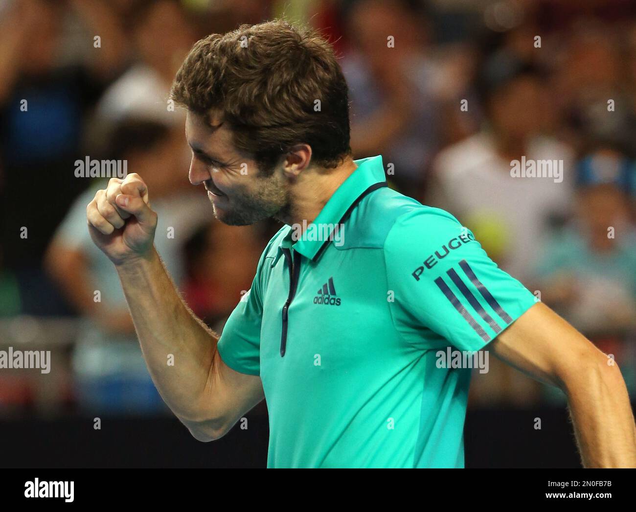 Gilles Simon of France celebrates after defeating Federico Delbonis of ...
