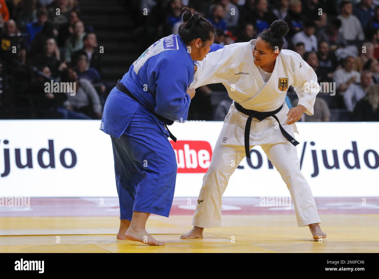Samira Bouizgarne (GER) won against Akerke Ramazanova (KAZ) during the International Judo Paris ...