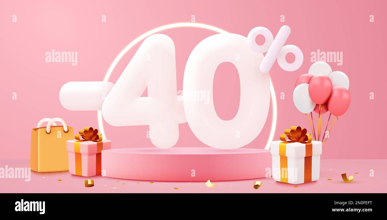 40 percent Off. Discount creative composition. Sale symbol with ...