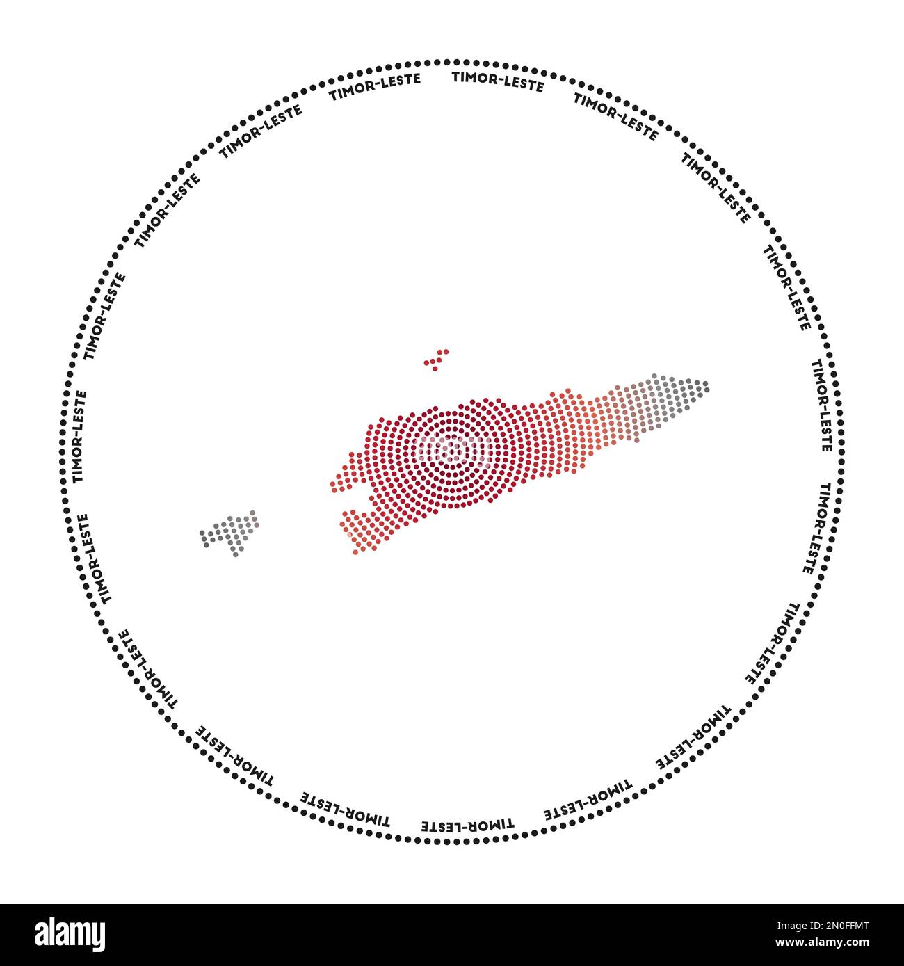 Timor-Leste round logo. Digital style shape of Timor-Leste in dotted ...