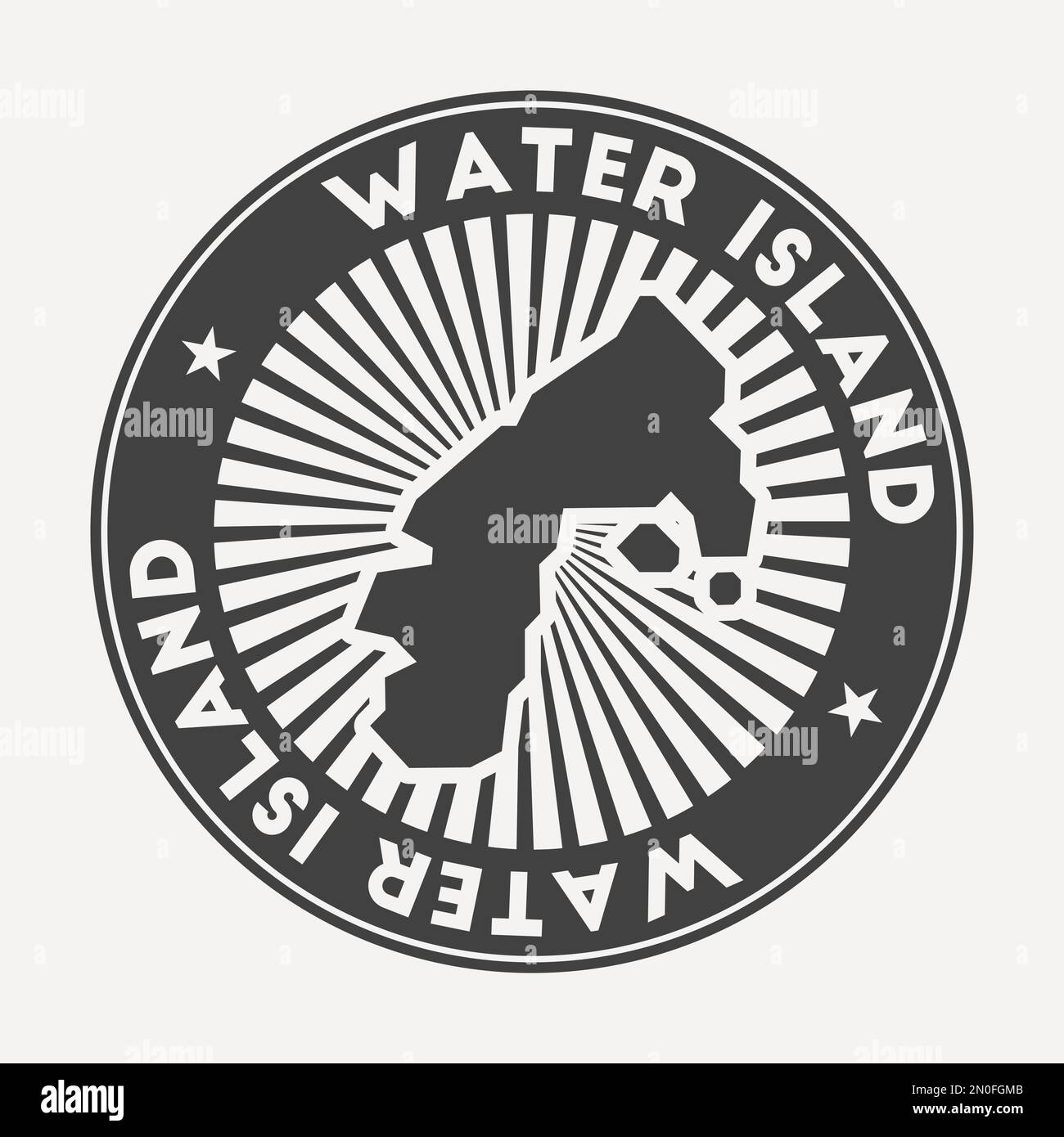 Water Island round logo. Vintage travel badge with the circular name and map, vector ...