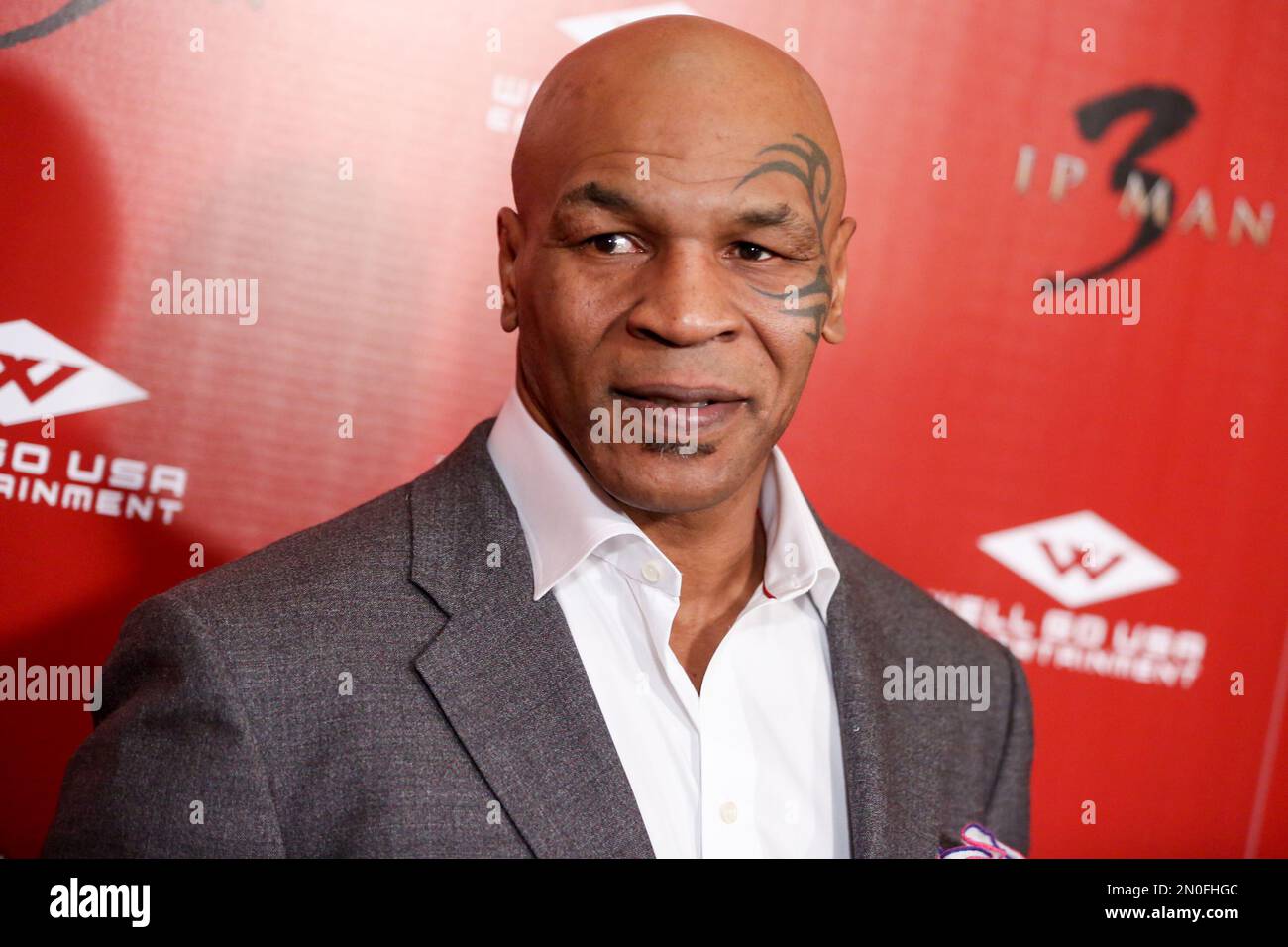 Mike Tyson arrives at the Premiere of "Ip Man 3" at Pacific Theatres at ...