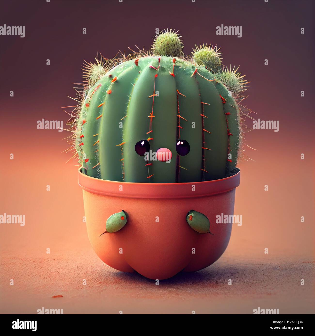 An AI generated illustration of a cute cactus cartoon character with ...