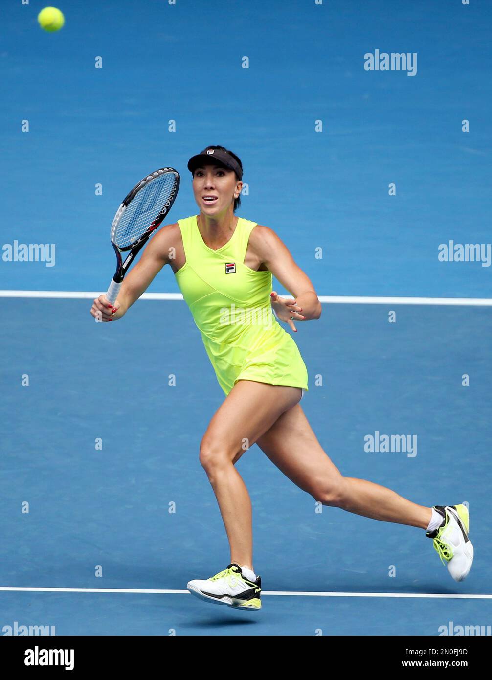 Jelena Jankovic of Serbia looks to make a forehand return to Laura ...