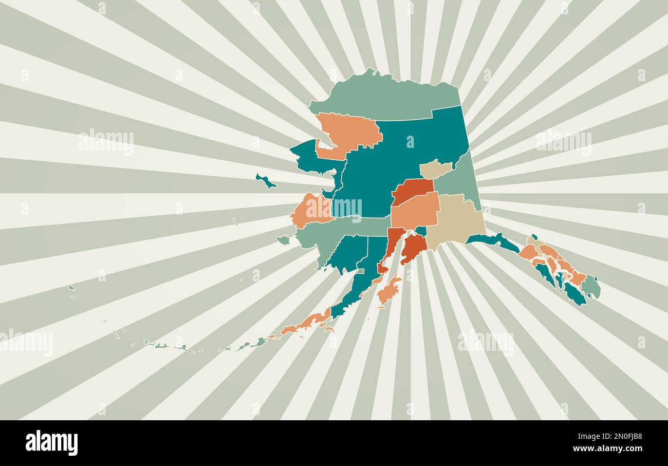 Alaska map. Poster with map of the us state in retro color palette ...