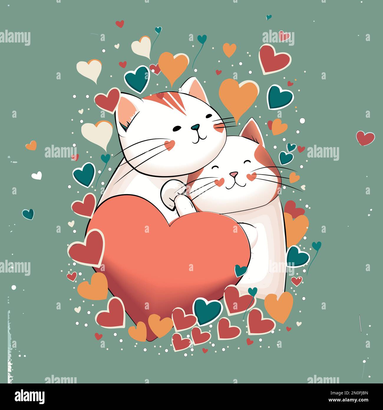 Illustration of cartoon Cats couple in valentine day. Love, love story ...