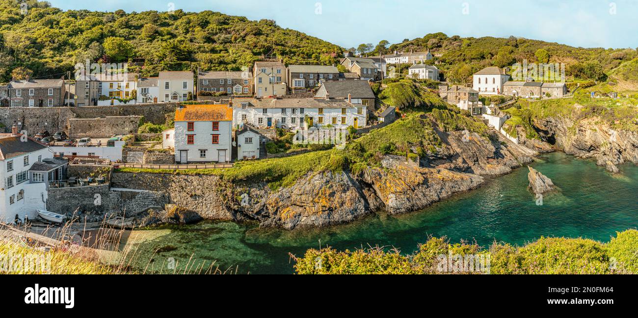 View Over The Cornish Village Portloe Cornwall England UK Stock View Over The Cornish Village Portloe Cornwall England UK Stock